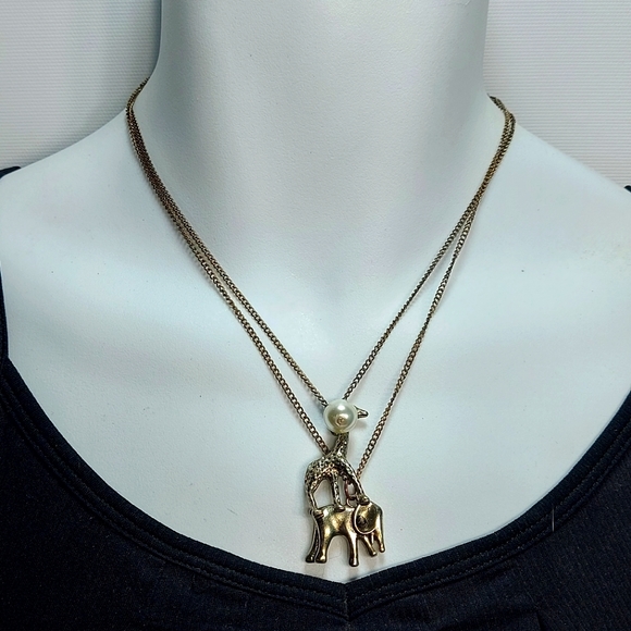 Jewelry | Safari Themed Light Brass Double Strand Layered Pendant ...